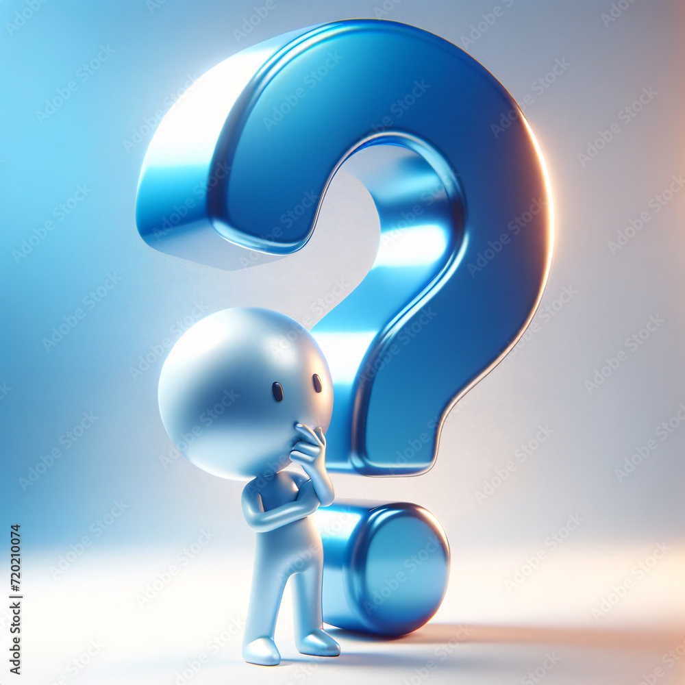 Photo & Art Print Personnage humain 3d avec point d'interrogation idéal ...
