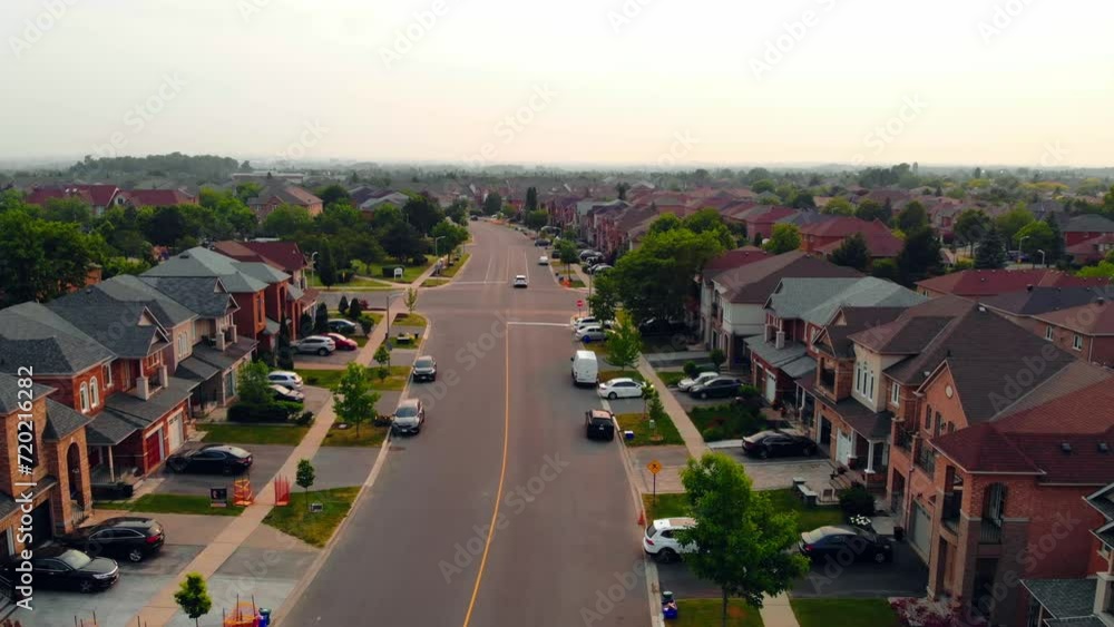 Drone view over typical North American houses, quintessence of family ...