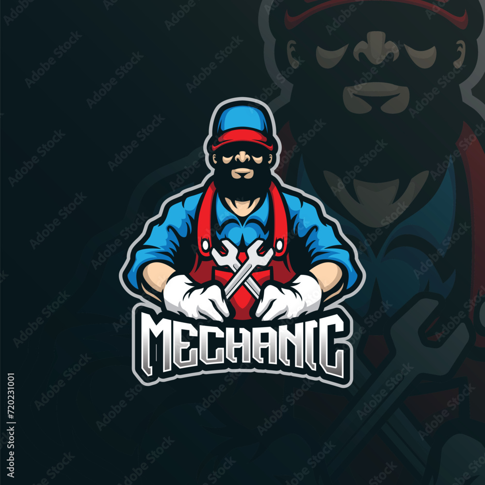 Mechanic mascot logo design vector with modern illustration concept ...