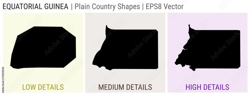 Vecteur Stock Equatorial Guinea - plain country shape. Low, medium and ...
