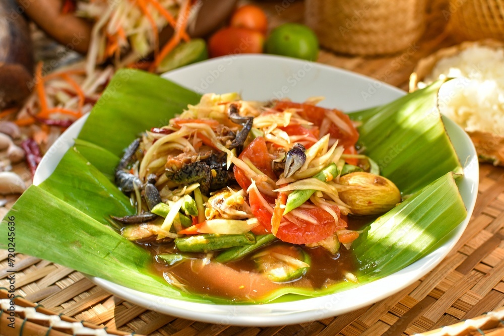 Sticky rice, papaya salad, Som Tam , som tum, thai food, isan food,Thai isan kitchen , som tum ...