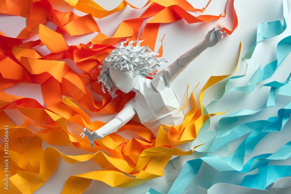 A sculptural representation of stress management techniques using paper ...
