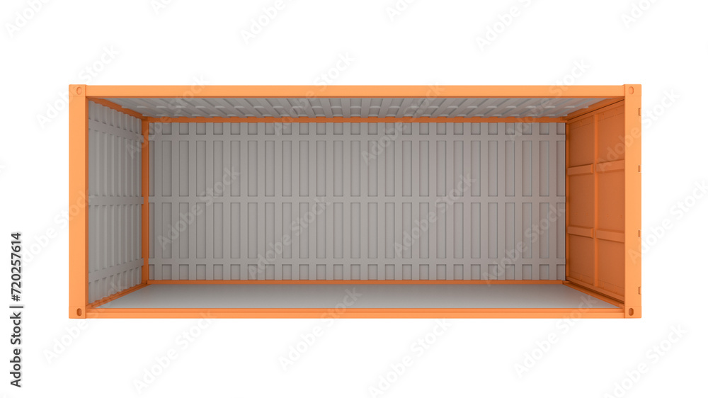 3d illustration of cargo container with side open view in transparent ...
