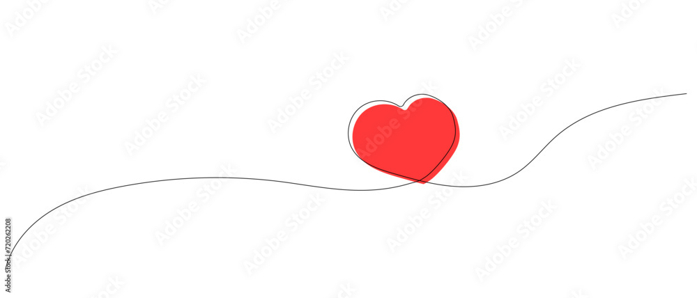 Heart in line art style, One continuous drawing Thin flourish border ...