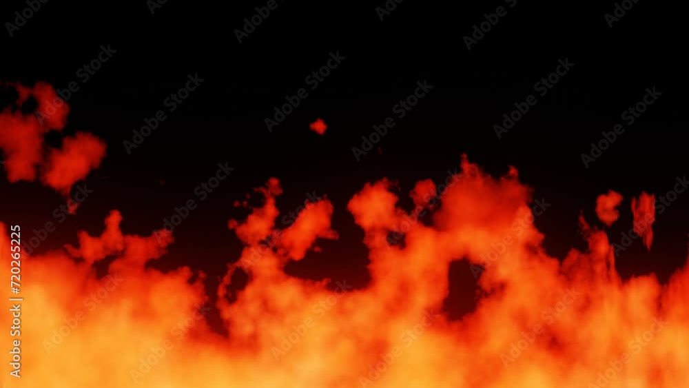stylized red-orange flame on a black background looped animation. 3d ...