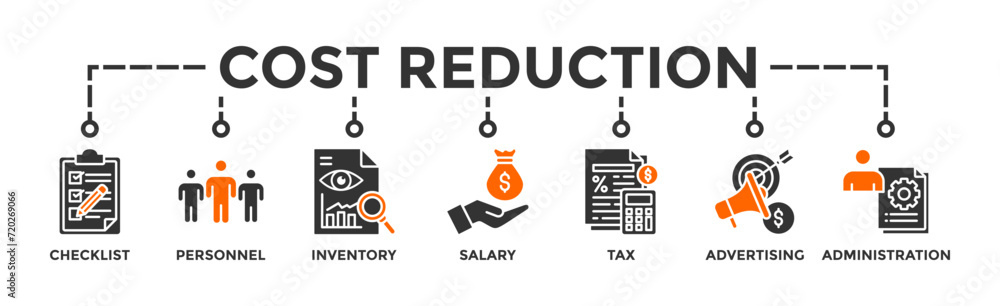 Cost reduction banner web icon vector illustration concept with icon of ...