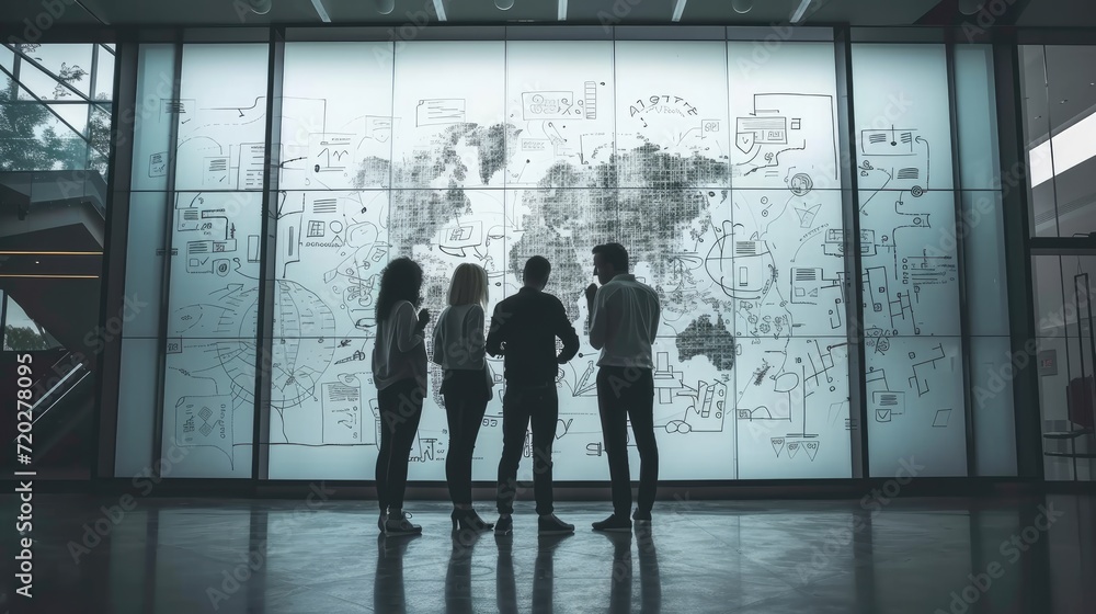 Creative Minds at Work: Team Collaborating on a Whiteboard, Mapping ...