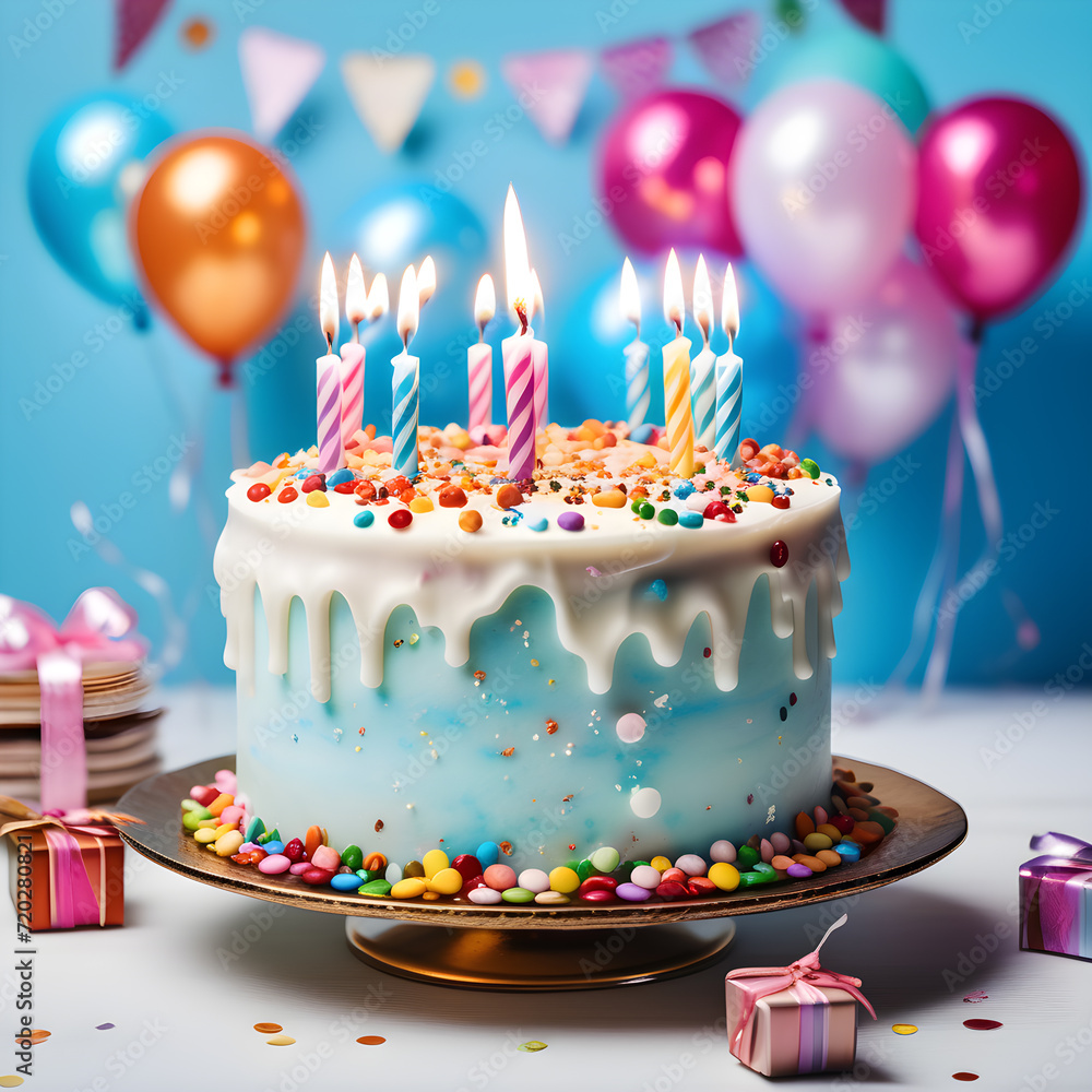 multicolor cake nice design with sugar flowers, birthday cake for ...