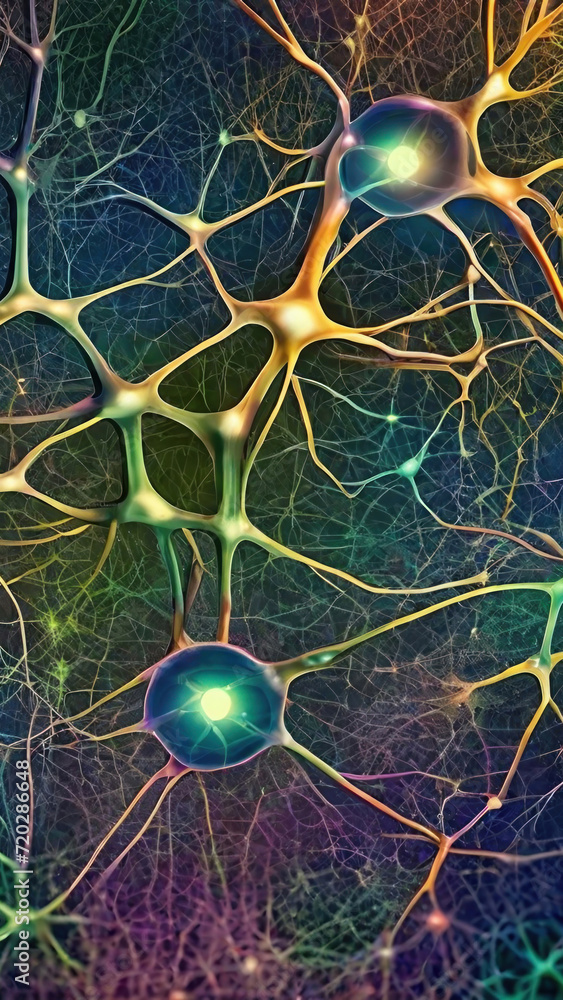 3D rendering of the structure of the neural network. Horizontal image ...