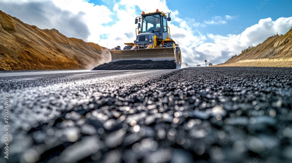 Precision Paving: Road Construction Excellence - A Paver Machine Laying ...