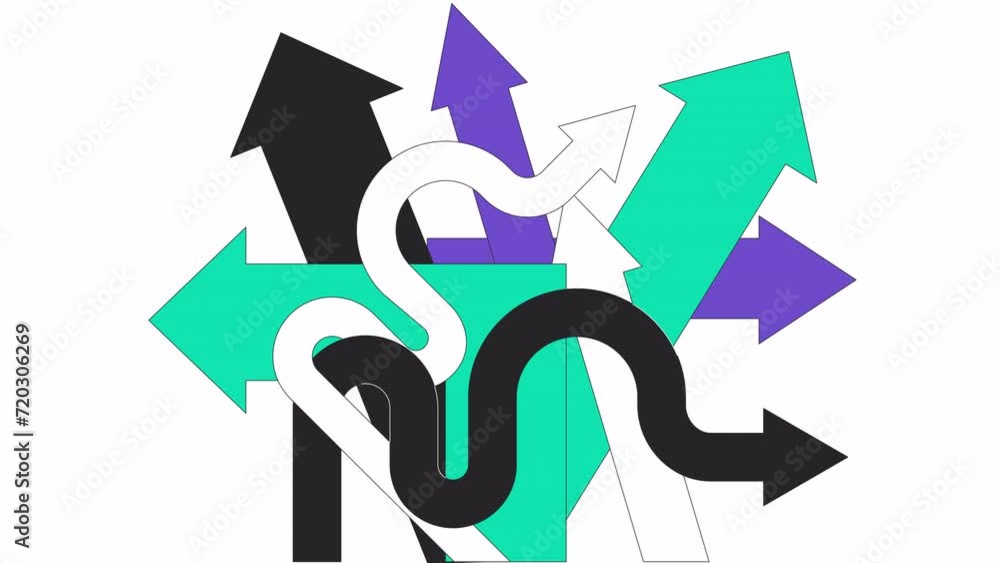 Vidéo Stock Decisions difficult arrows pointing different directions ...