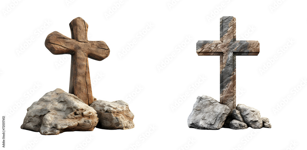 Accumulation of Wooden and Stone Crosses on the Stone, Christian Emblem ...