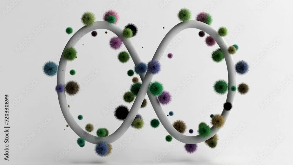 Abstract infinity sign on white background. 3D render seamless loop ...