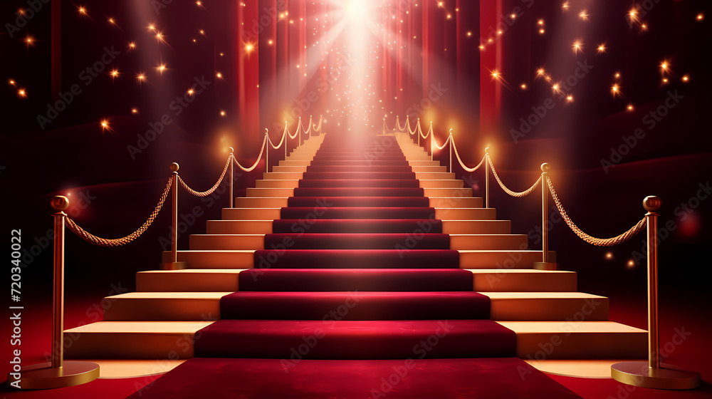Red carpet staircase background, VIP entrance, night awards ceremony ...