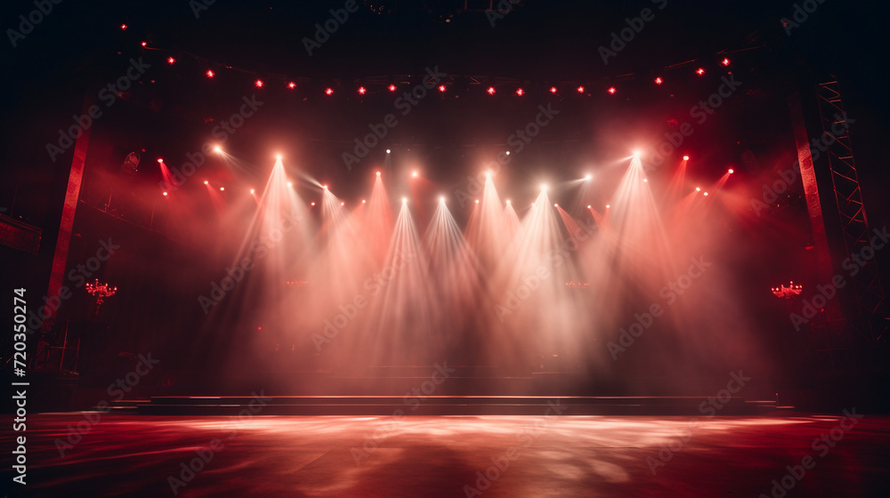 Stage light background with red spotlight illuminated the stage with ...