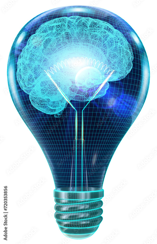 An illustration of a light bulb with a human brain inside, representing ...