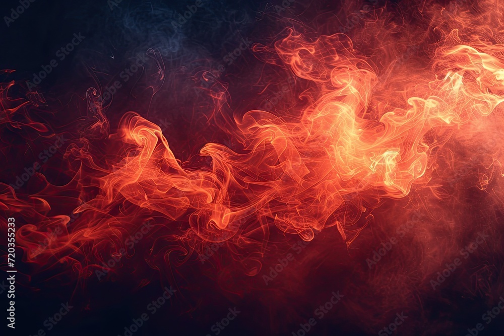 Red flames and smoke swirl in dance of heat and mystery creating ...