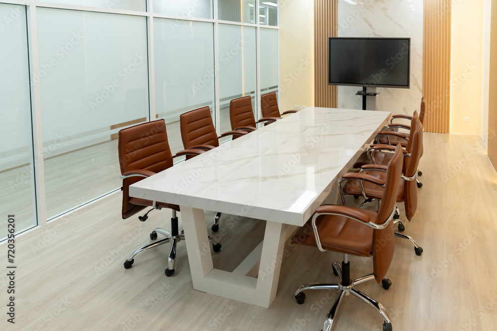 Modern meeting room interior with television for remote working. Modern ...