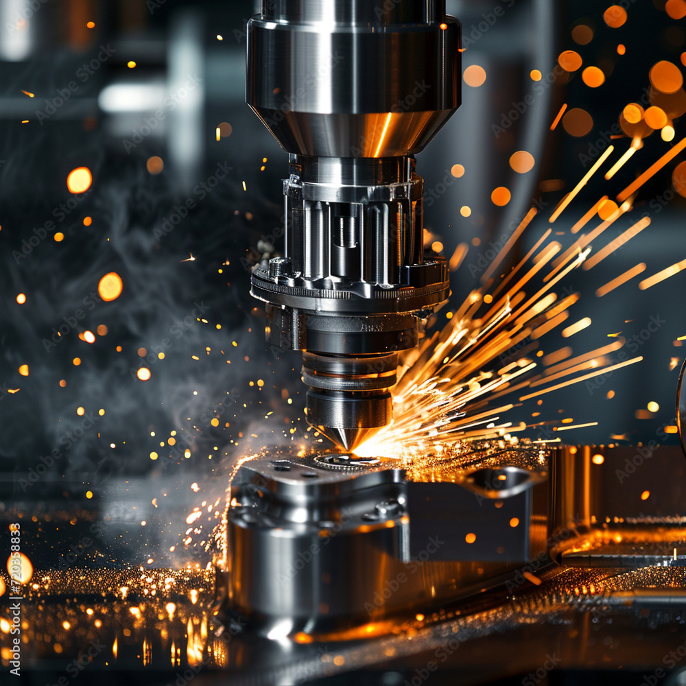 A metalworking milling process, showcasing the cutting of a complex ...