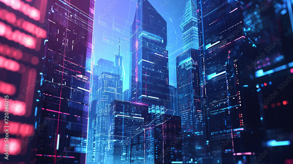 A modern business hub integrated with cutting-edge technology and cyber ...