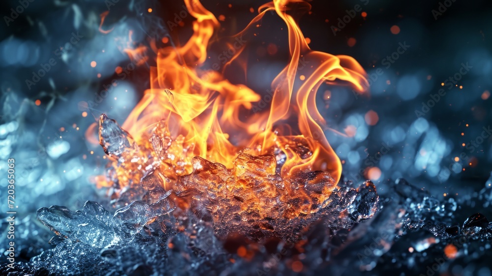 Vibrant depiction of the contrast between fire and ice wallpaper. Cold ...