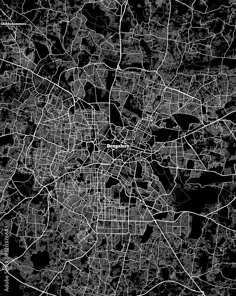 Bangalore India Map, Detailed Dark Map of Bangalore India Stock ...