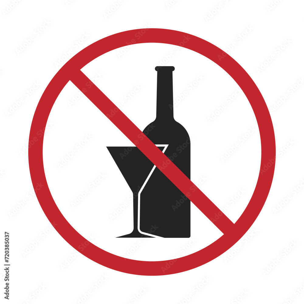 Isolated prohibited label design of no alcohol, no drunk, with ...