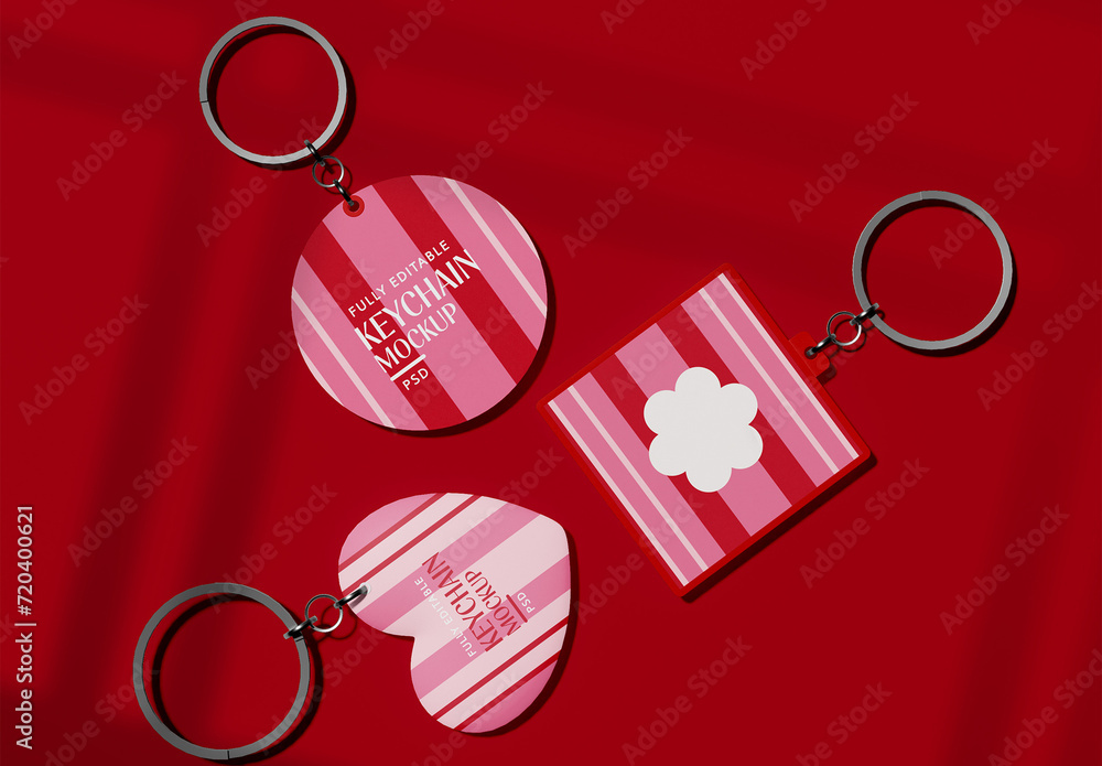 Top View of Different Models of Keychains Mockup Stock Template | Adobe ...
