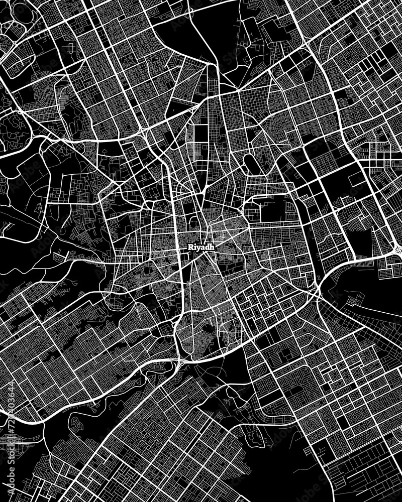 Riyadh Saudi Arabia Map, Detailed Dark Map of Riyadh Saudi Arabia Stock ...