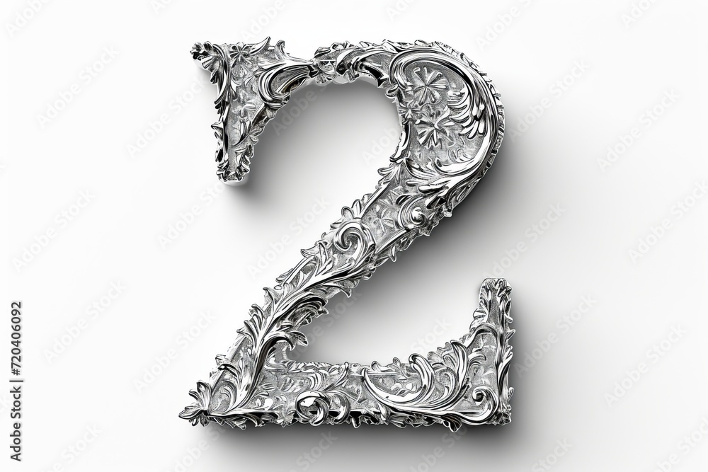 Number 2 in bold white font on clean white background for graphic ...