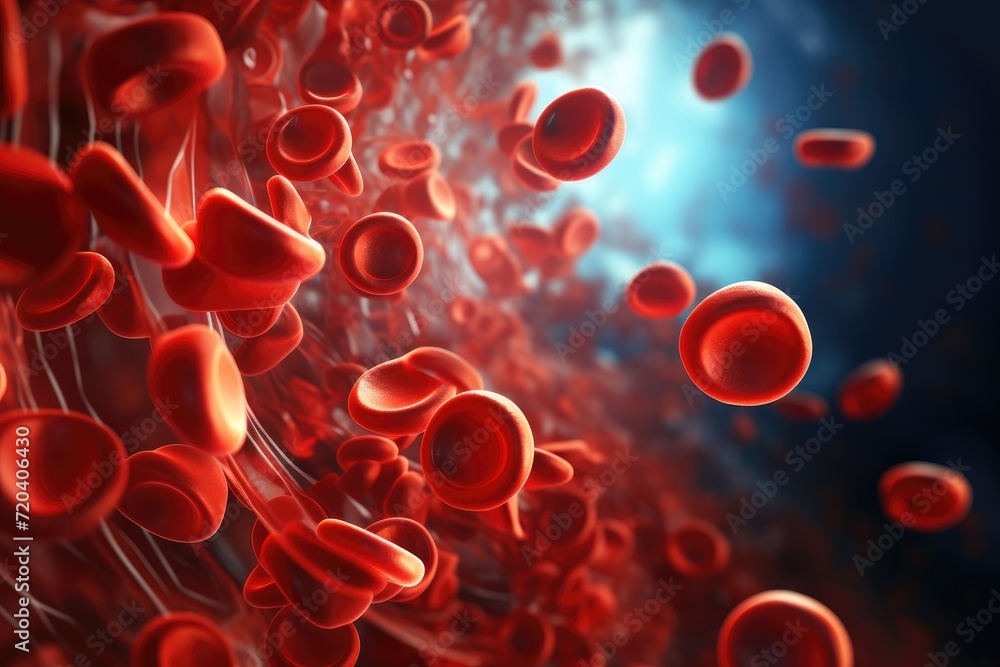 This image displays red blood cells, which play a crucial role in the ...