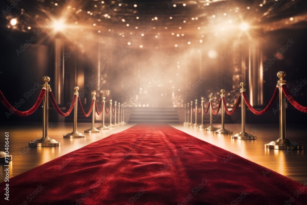 Red Carpet on Red Carpet With Gold Poles, Elegant Pathway for Exclusive ...