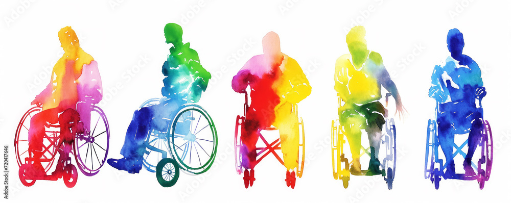 Colorful art watercolor painting depicts a diverse group of ...