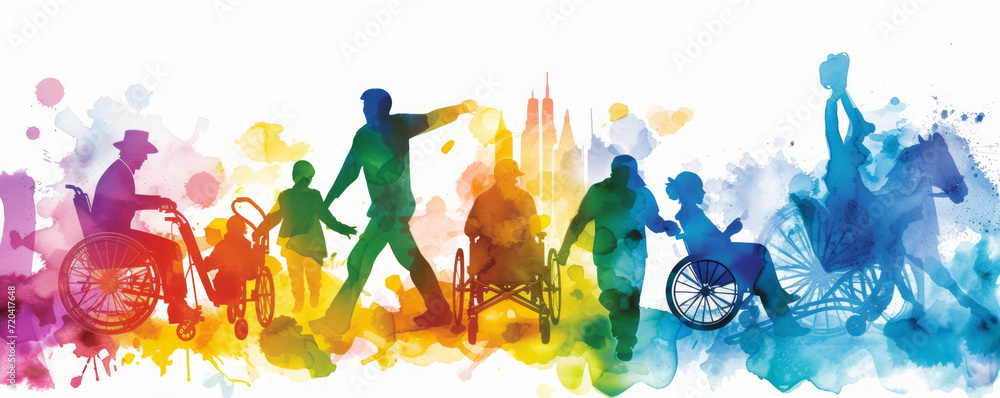 Colorful art watercolor painting depicts a diverse group of ...