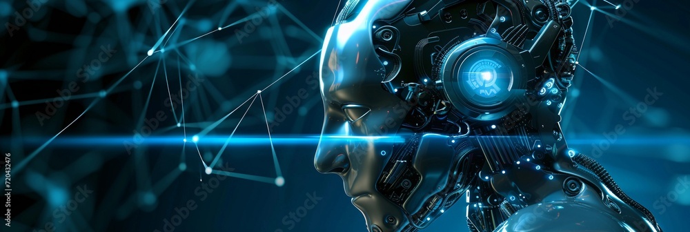 Illustration of an artificial intelligence human robot body with a ...
