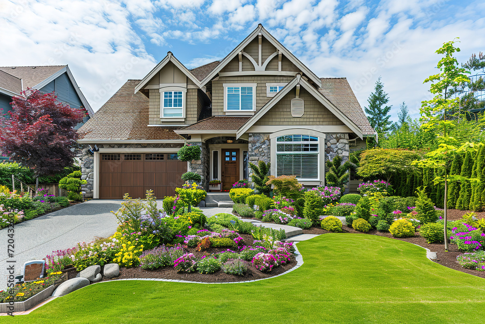 Beautiful luxury home exterior view on stunning curb appeal with ...