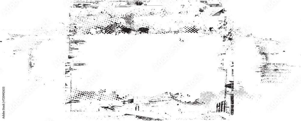 Vecteur Stock Glitch distorted grange shape . Noise grungy border frame ...