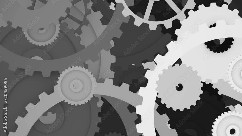 3D Rendered Looping Background Featuring a Mechanism with Cogs, a 4k ...