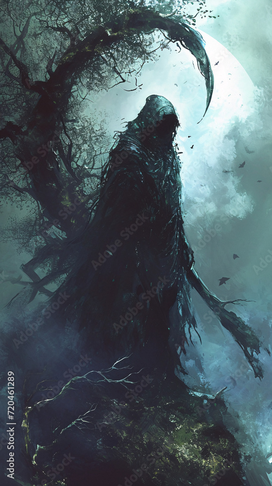 Mystical Forest Entity: A Dark and Enigmatic Figure Surrounded by Eerie ...