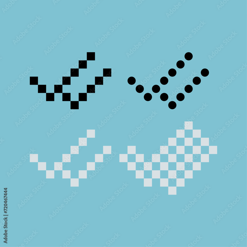 Pixel art outline sets icon of double checklist variation color. check ...