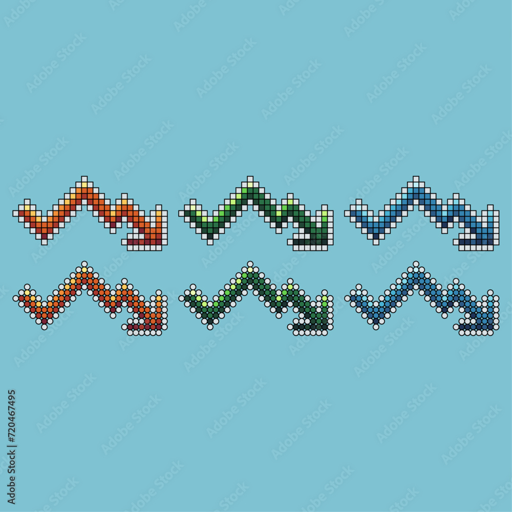 Vecteur Stock Pixel art stroke sets icon of graph down variation color ...