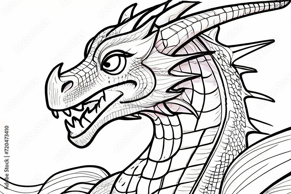 Fantasy dragon Coloring Page. Generative Ai Stock Illustration | Adobe ...