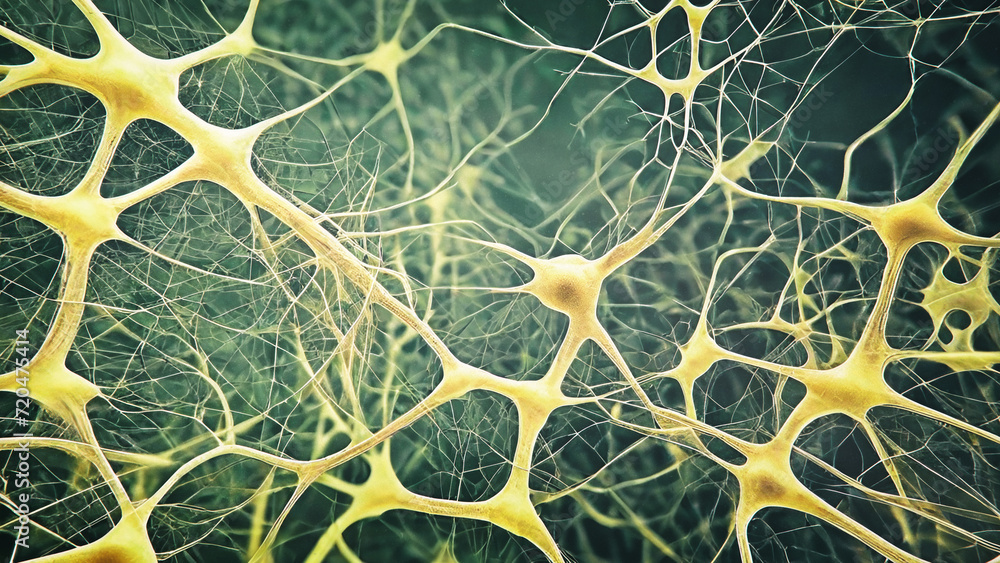 Structure of neural tissue consisting of neurons, nerve cells. Cell ...