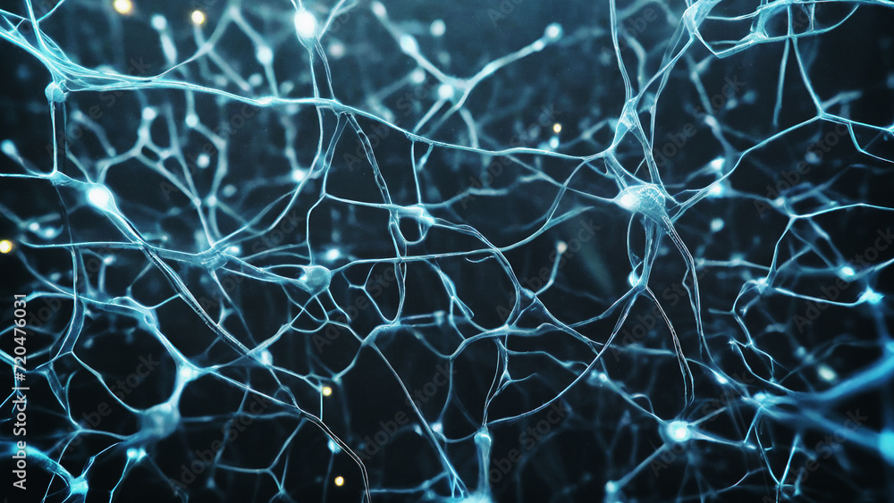 Structure of neural tissue consisting of neurons, nerve cells. Cell neurons with electrical ...