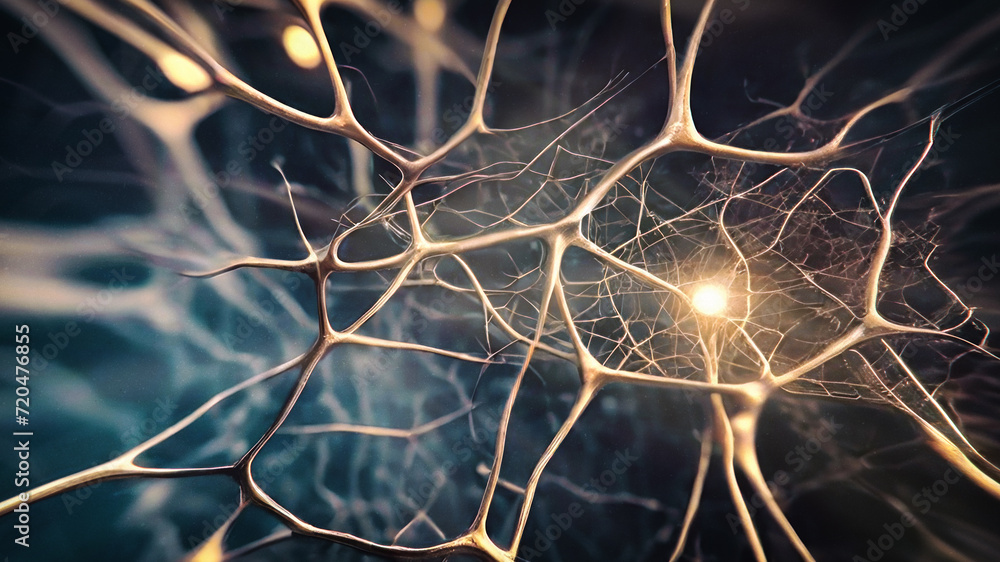 Structure of neural tissue consisting of neurons, nerve cells. Cell ...