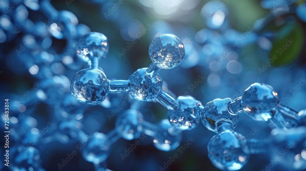 Abstract molecular structure under microscope 3d. Many molecules ...