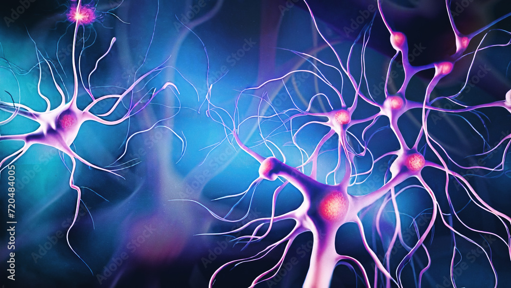 Structure of neural tissue consisting of neurons, nerve cells. Cell ...