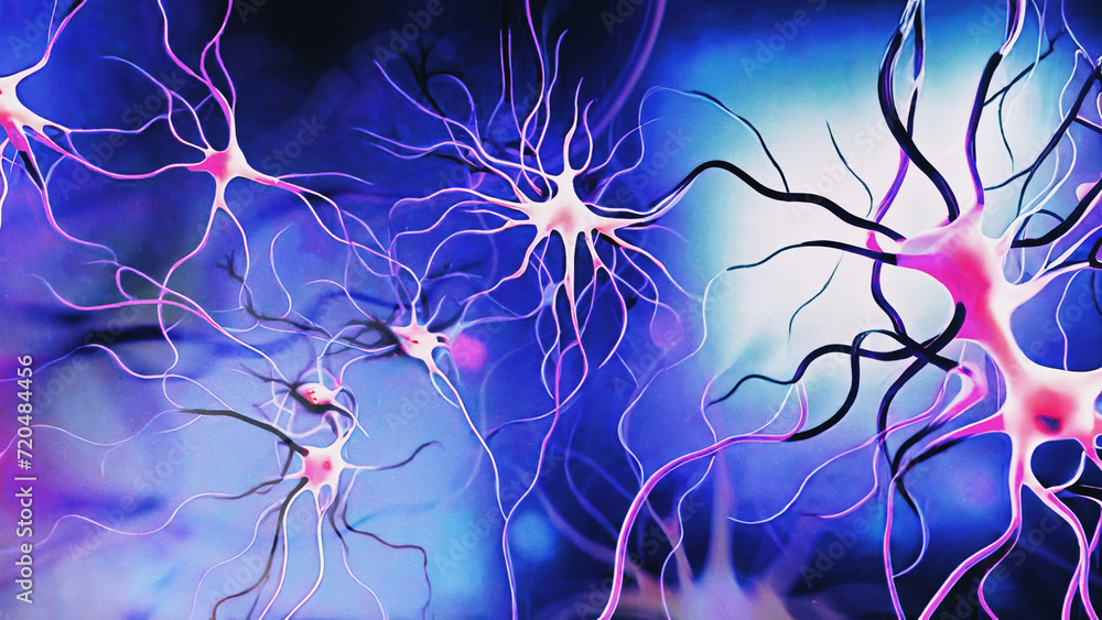 Structure of neural tissue consisting of neurons, nerve cells. Cell ...