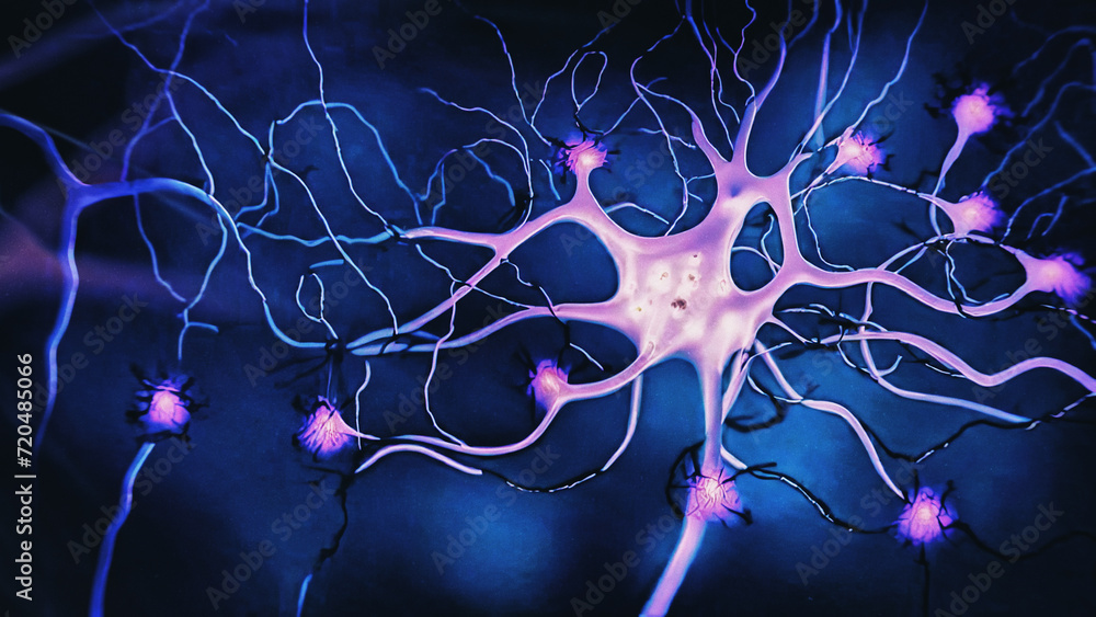 Structure of neural tissue consisting of neurons, nerve cells. Cell ...