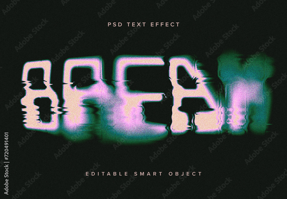 Dissolving Glitch Text Effect Mockup Stock Template | Adobe Stock
